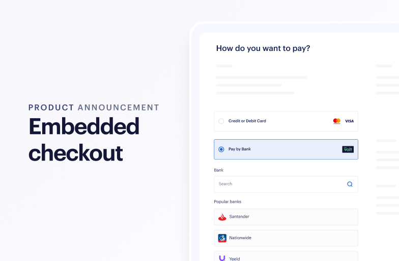Embedded checkout: Let customers pay on your website | Volt